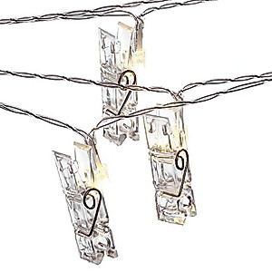 Sterno Home GL42589 LED Battery-Operated Clip String Lights, 10.5 Feet, Warm White Cord