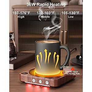 House Gem Mug Warmer - 36W Coffee Mug Warmer for Desk with Temperature Display, 2-12Hrs Auto Shut Off, Smart Candle Warmer - Ideal Coffee Gifts Accessories Keep Beverages Coffee Warmer (Wood)