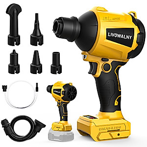 LIVOWALNY Cordless Dewalt 20V Battery Dust Blower, Handheld Blower Sawdust Cleaner 447 MPH/39 CFM for Garages, Sawmill Rooms, Workshops, Home Improvement (No Battery)