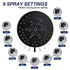 KENES Matte Black Single Handle Shower Faucet, Modern Shower Trim Kit with 10-Spray, Rainfall Shower System Bathroom Shower Trim Systems Wall Mount, KE-6019B-2 (Shower Valve Included)