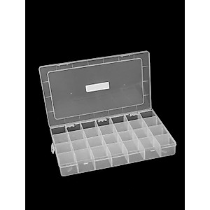 IIVVERR Clear Plastic Detachable 28 Grid Screws Electronic Parts Rectangular Storage Box (Caja de almacenamiento rectangular de piezas electrÃnicas desmontable de 28 tornillos de rejilla de plástico