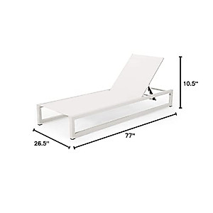 Christopher Knight Home Jerome Outdoor Aluminum Chaise Lounge with Mesh Seating, White