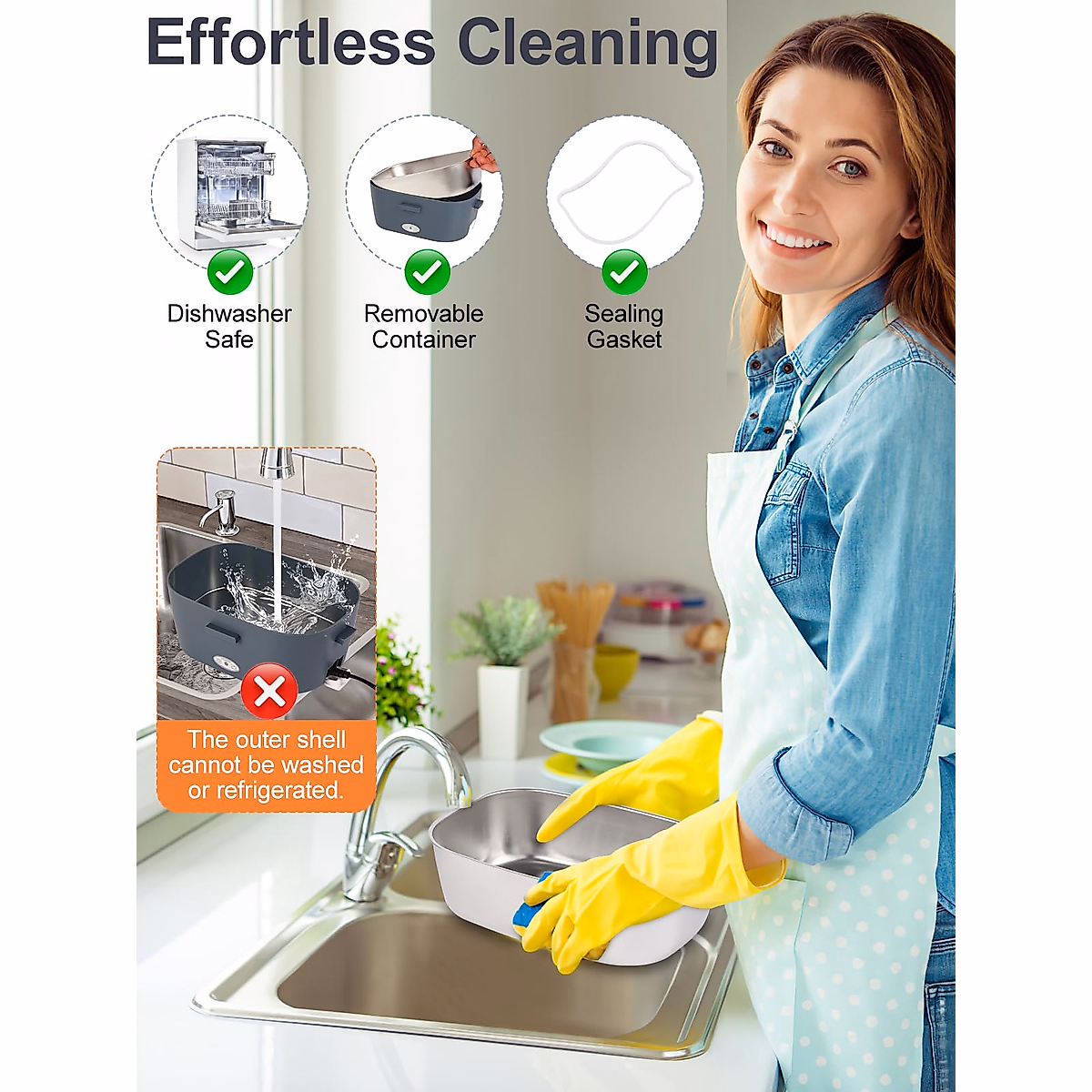 SOHIDA Heated Lunch Box, 80W Electric Lunch Box with Two 1.5L Stainless Steel Interchangeable Containers and Lids, 12V/24V/110V Food Warmer with Utensils and Insulated Bag for Car/Truck/Office (Black)