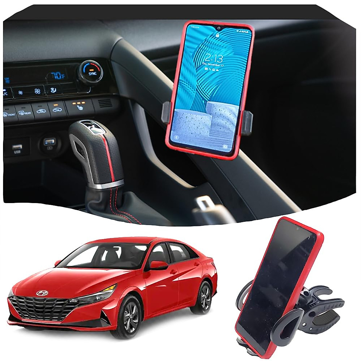 Phone Mount holder compatible with Hyundai Elantra (2021 2022 2023) dashboard | Compatible with Magnetic, magsafe, clamp on, cradle and wireless charger