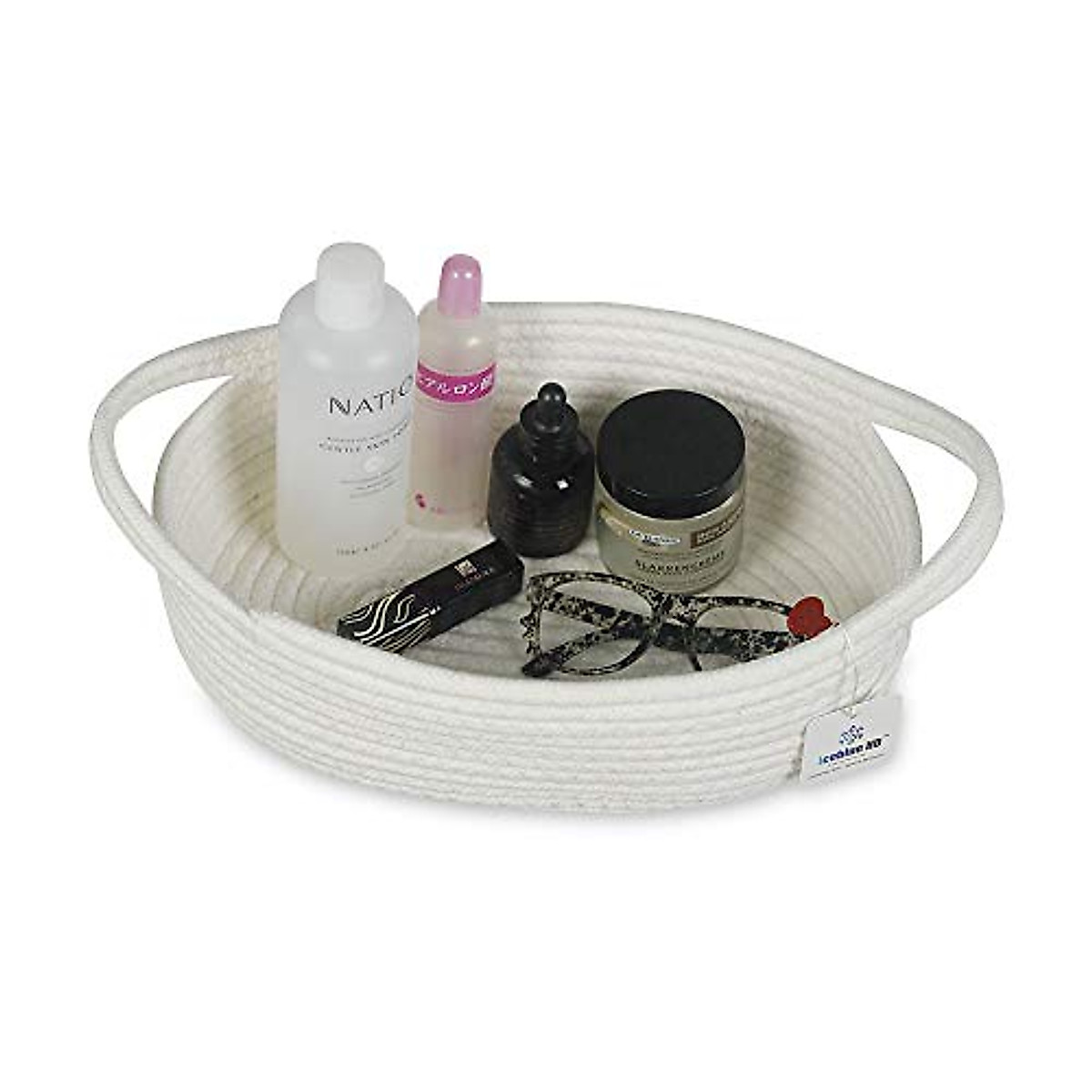 ICEBLUE HD White Cotton Rope Storage Basket Hand Towels Basket Cloth Material Organizer Cat Basket
