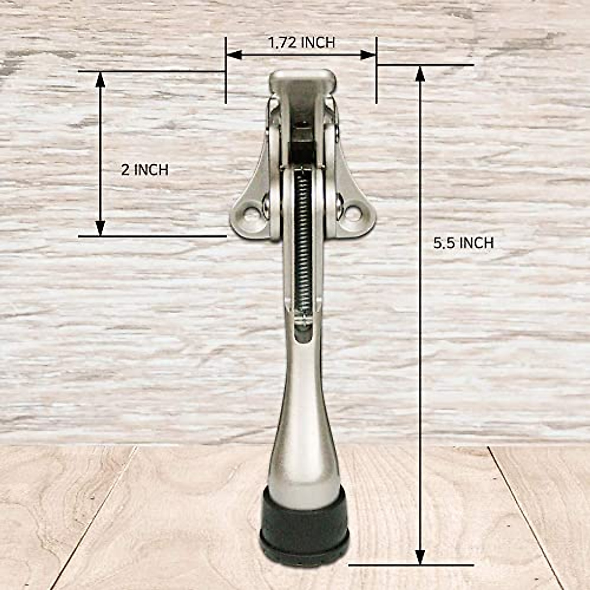 CG PLUS Door Stopper, One-Touch semi-Automatic Metal Door Stopper, with Non-Slip Rubber Tip for Wood, Concrete, Tiled, and Carpeted Floors (4inch x 2pack, Black)