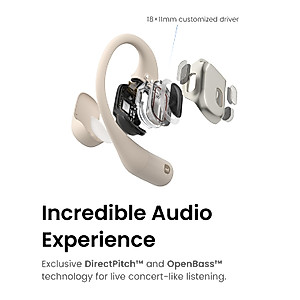 SHOKZ OpenFit - Open-Ear True Wireless Bluetooth Headphones with Microphone, Earbuds with Earhooks, Sweat Resistant, Fast Charging, 28HRS Playtime, Compatible with iPhone & Android