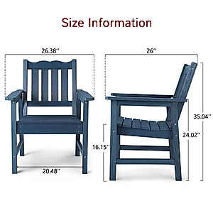 Stoog Oversized Patio Bench & Chairs Set, All-Weather Outdoor Furniture Set, Include 2 Patio Chairs and 1 Patio Bench, for Porch, Backyard, Lawn, Pool and Deck, Blue