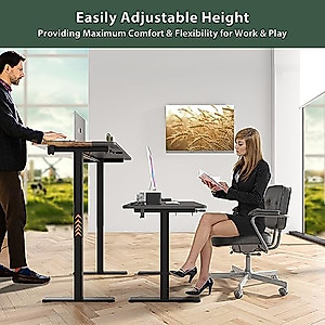 Our Modern Space Height Adjustable 44 Inches MANUAL Standing Desk - Ultra Durable Home Office Large Rectangular Computer or Laptop Sit Stand Workstation Table - 44 x 24 inches - BLACK