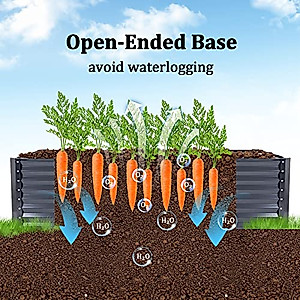 KGAR 8x4x2ft Metal Raised Garden Bed Outdoor Garden Raised Planter Box for Vegetables Flowers Herbs, Dark Grey