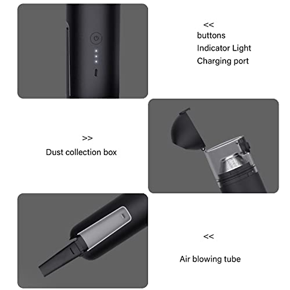 Aqur2020 Car Vacuum Cleaner, Vacuum Cleaner 69000rpm 15000Pa 2 Levels Paper Cleaning Mode (Black)