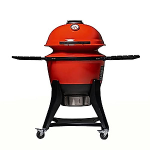 Kamado Joe KJ15040320 Kettle Joe 22 inch Charcoal Grill with Hinged Lid, Cart, and Side Shelves, Blaze Red