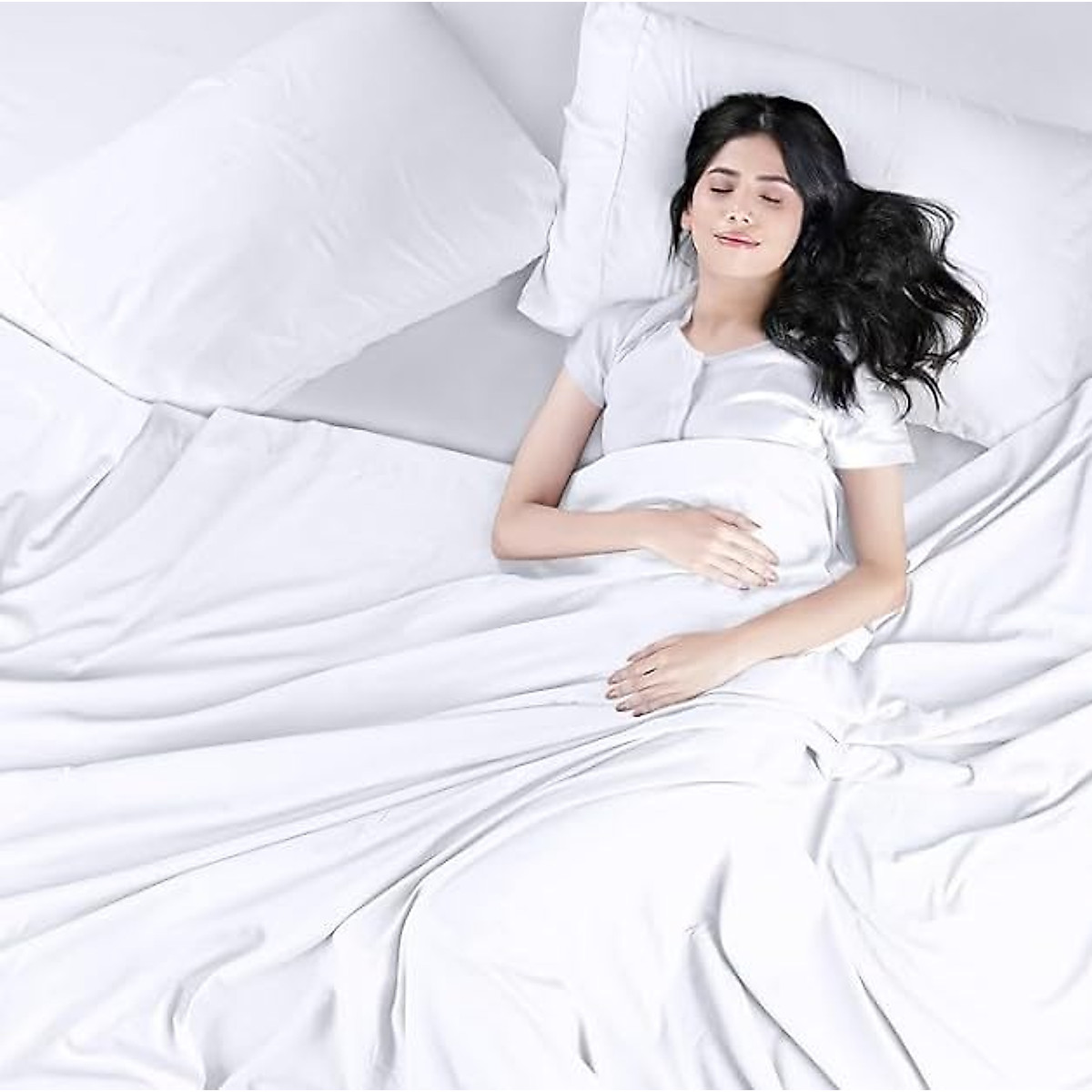 Luxurious Organic white Cotton Sateen flat sheet only- different size sheets, Soft, Durable, and Certified