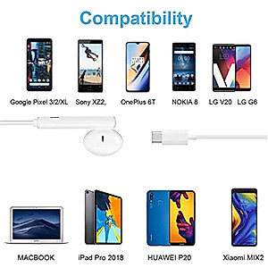 2 Pack USB C Headphones, USB C Type C Earbuds In-Ear Wired Earphones with Mic & Volume Control Noise Cancelling Bass Stereo Compatible with iPad Pro, Samsung Galaxy S22 S21 Ultra S20, Google Pixel 6 5