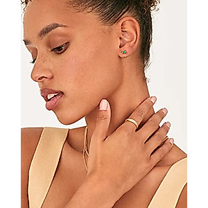 PAVOI 14K Yellow Gold 925 Sterling Silver Huggie Half Hoop Earrings for Women | Tiny Boho Green Cubic Zirconia Cartilage Earring