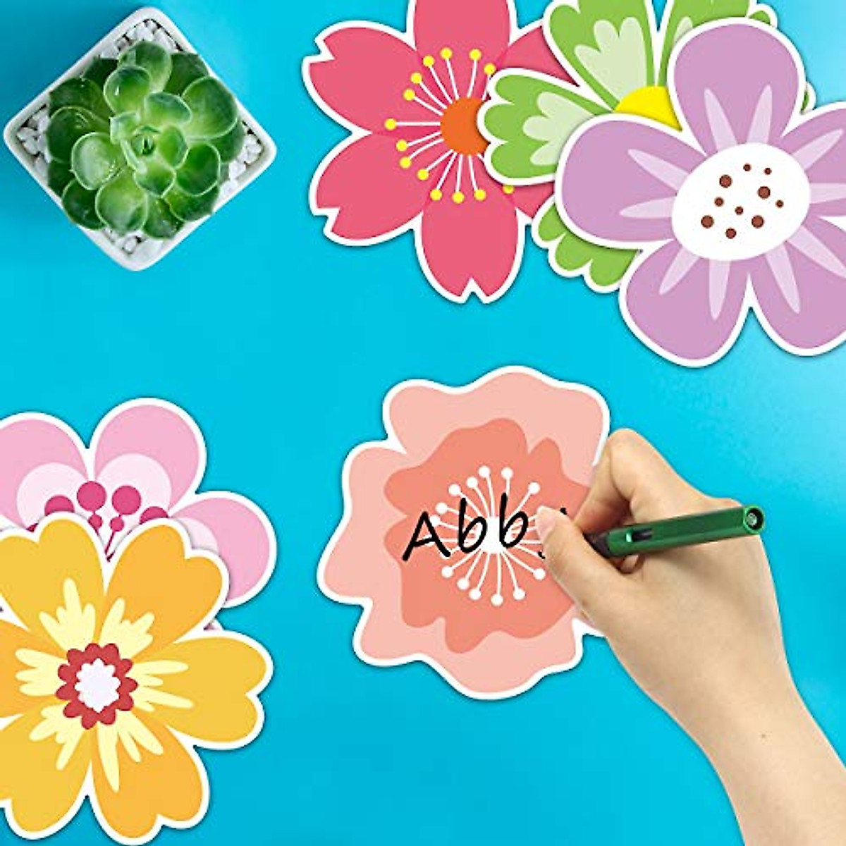 54 Pcs Spring Flower Cutouts Spring Time Cut-Outs for Party Classroom Decoration