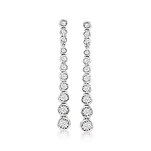 Ross-Simons 0.50 ct. t.w. Bezel-Set Diamond Drop Earrings in Sterling Silver