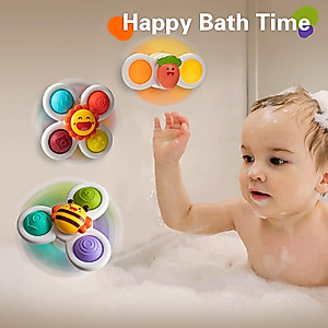 3PCS Suction Cup Spinner Toys for 1 2 Year Old Boys Spinning Toys 12-18 Months Sensory Toys for Toddlers 1-3 First Birthday Baby Gifts for Girls
