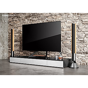 FITUEYES Design Universal Tabletop TV Stand for 55-86 inch TV LCD LED, Modern TV Stand Height Adjustable with Wooden Base, Eiffel Series TV Mount Stand