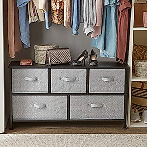 Amazon Basics Extra Wide Fabric 5-Drawer Storage Organizer Unit for Closet, Black