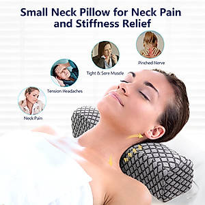 Neck Pillows for Pain Relief Sleeping, Heated Memory Foam Cervical Neck Pillow with USB Graphene Heating and Magnetic for Stiff Neck Pain Relief, Neck Support Pillow Bolster Pillow for Bed (Grey)