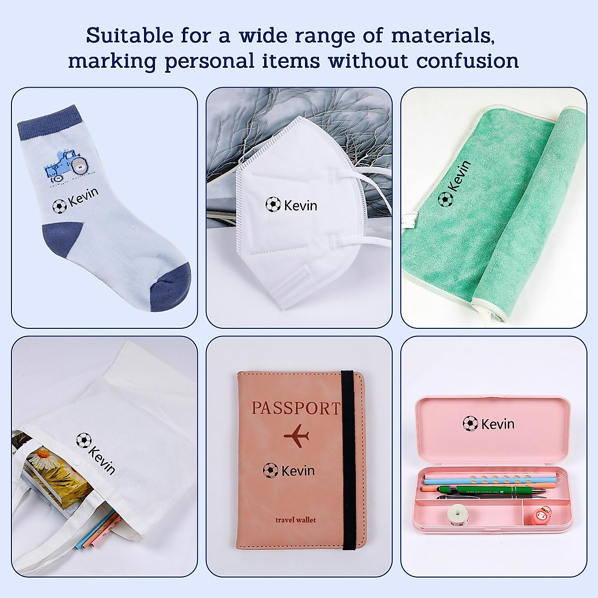 Name Stamp for Clothing Kids, kiddo Stamp - Customized Name Stamp, School Waterproof Labels for Boy and Girl, 16 Personalized Styles & 36 Cartoon Pattern