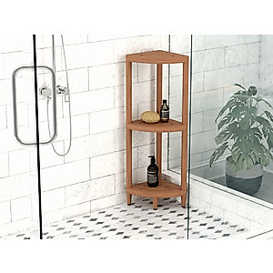 AquaTeak The Original Kai Corner Teak Bath Shelf