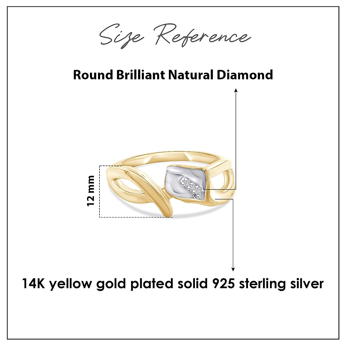 Wishrocks Round Cut White Natural Diamond Accent Calla Lily Ring Jewelry For Women In 14K Yellow Gold Over Sterling Silver (Color- I-J, clarity- I2-I3) Ring Size- 7.5