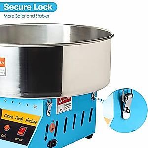 Display4top Cotton Candy Machine Commercial, Electric Cotton Candy Maker, 1080W Candy Floss Maker with Sugar Scoop and Lights Music, Perfect for Family Party Amusement Park Carnival (Blue)