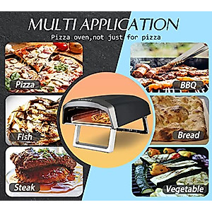 VNIMTI 12” Outdoor Gas Pizza Oven Portable Stainless Steel Pizza Grill with Pizza Stone, Peel and Cutter, Foldable Feet, Adjustable Heat Control, Great Addition for Outside, Kitchen, Party, Backyard