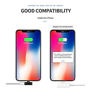 Headphone Adapter Lightning to Audio Jack and Charger Extender Earphone Charging Splitter Compatible with iPhone 11 12Mini pro max xs xr x se2 7 8plus for ipad air Cable Converter Apple MFI Certified