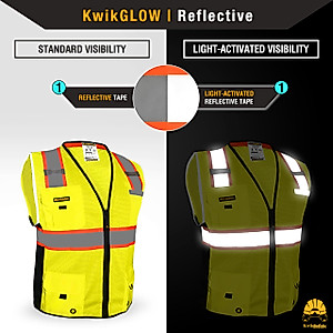 KwikSafety - Charlotte, NC - BIG KAHUNA Safety Vest [11 Pockets] Class 2 ANSI OSHA Reflective High Visibility Heavy Duty Surveyor Construction Lightweight Industrial Work Gear/Yellow Medium