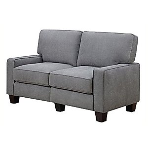 BOWERY HILL Modern Loveseat Sofa for Small Apartments, 2 Seater Couch for Living Room, Tool-Free Assembly, Light Grey