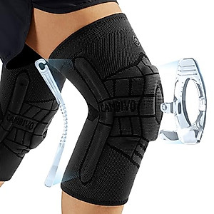CAMBIVO 2 Pack Knee Braces for Knee Pain Women & Men, Knee Compression Sleeve with Side Stabilizers & Patella Gel Pad, Knee Support for Running, Hiking, Meniscus Tear, Arthritis, ACL, Joint Pain Relief（NS13,Black,Large)