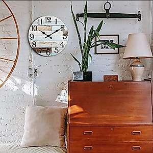 KECYET Wall Clock - 10 Inch Silent Non-Ticking Wooden Clocks Battery Operated - Country Retro Rustic Style Decorative for Living Room, Kitchen, Home,Bathroom, Bedroom, Laundry Room