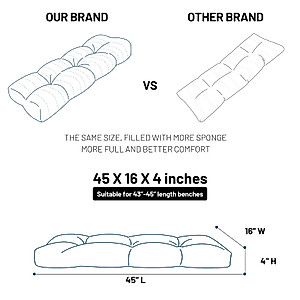 Lokex Bench Cushion,45x16 Inch Waterproof Bench Cushions for Outdoor Furniture,Non-Slip Window Seat Cushions Indoor,Smoke Gray