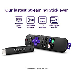 Roku Streaming Stick 4K 2021 | Streaming Device 4K/HDR/D. Vision with Roku Voice Remote and TV Controls (Renewed)