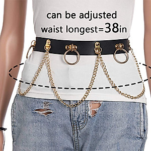 BODIY Gothic Black Waist Belt Punk Leather Waist Chain Belts Rave Body Accessory for Women