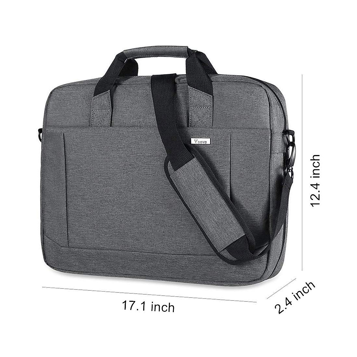 Voova Laptop Bag 15.6 15 14 Inch Briefcase, Expandable Computer Shoulder Messenger Bag Waterproof Carrying Case with Tablet Sleeve, Organizer for Men Women, Business Travel College School-Gray