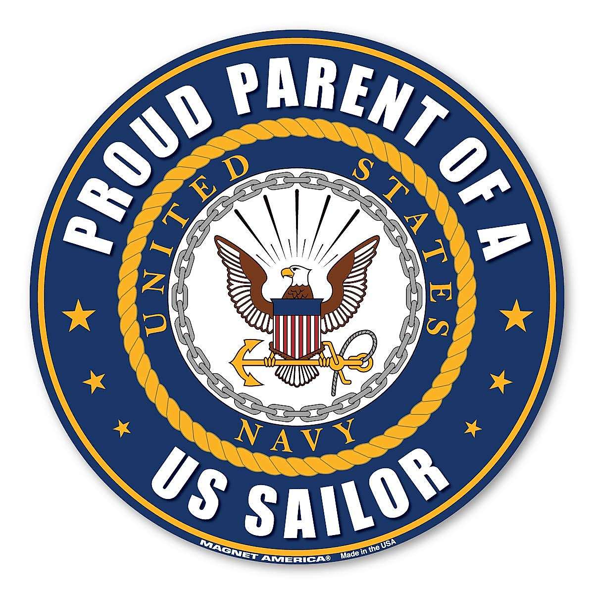 Proud Parent of A US Sailor Circle Magnet by Magnet America is 5" x 5" Made for Vehicles and Refrigerators