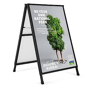 ZEGNEER Sidewalk Sign Board Curb Sign 24x36 inch Slide in Double Sided Display Foldable and Portable Comes with Carry