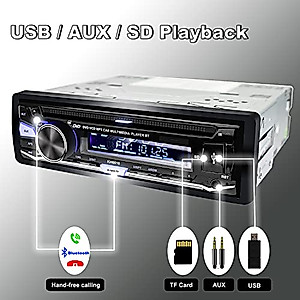 Hengweili Single Din Car Stereo with CD DVD Player Bluetooth USB AM/FM Radio APP Control MP3 SD AUX Audio Receiver
