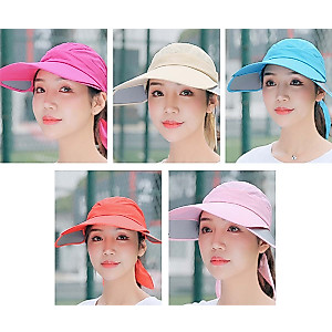 YEKEYI Sun Hats Wide Brim Beach Fishing Hat Baseball Cap UPF 50+ Anti UV with Retractable Visor Unisex Blue