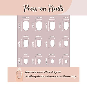 BABALAL Press on Nails Short Round Fake Nails Glossy Glue on Nails with Design Short Nails 24Pcs Oval Acrylic Nails for Women and Girls