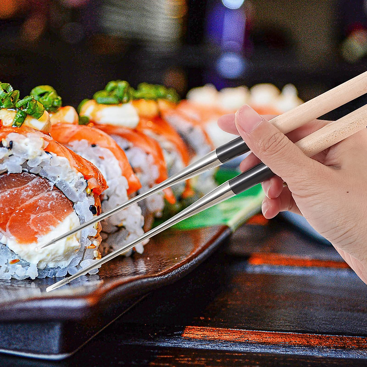 DOITOOL 2pcs Sushi Chopstick Sashimi Chopsticks Point Head Japanese Chopsticks Japanese Sushi Chef Tableware for Home Kitchen Restaurant 150mm