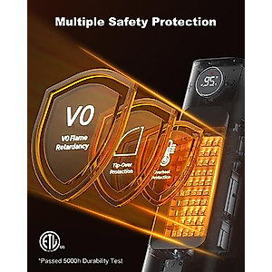 Wind Talk Space Heater for Indoor Use, 1500W Fast Electric Portable Ceramic Heaters with Thermostat, 4 Modes, 24H Timer, 70°Oscillating Room Heater with Remote for Office Bedroom Use, 2024 Upgraded