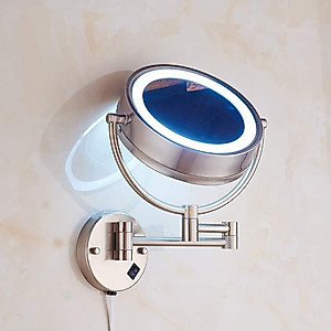 Cavoli Bathroom Extension Mirror 9 Inches with LED Lighted 7X Magnification Beauty, 3 Colors Lights Modes,13" Extension Arm Magnifying Vanity Mirror Electric Plug Powered, Brushed Nickel