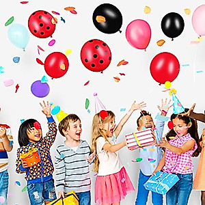 100 Pieces Ladybug Party Supplies Ladybug Balloons Black Red Polka Dots Latex Balloons Ladybird Spot Balloons Party Decor Birthday Wedding Supplies (Mixed Style,12 Inch, 10 Inch)