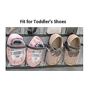 ANZORG Hanging Baby Shoes Organizer Baby Headband Holder Closet Organizer for Baby Bow Socks Underwear with 30 Clear Pockets (GREY)