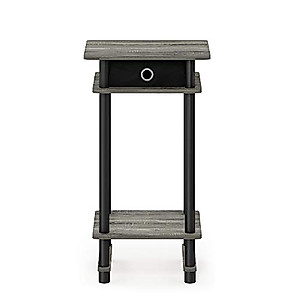 Furinno Turn-N-Tube Tall End Table, French Oak Grey/Black/Black